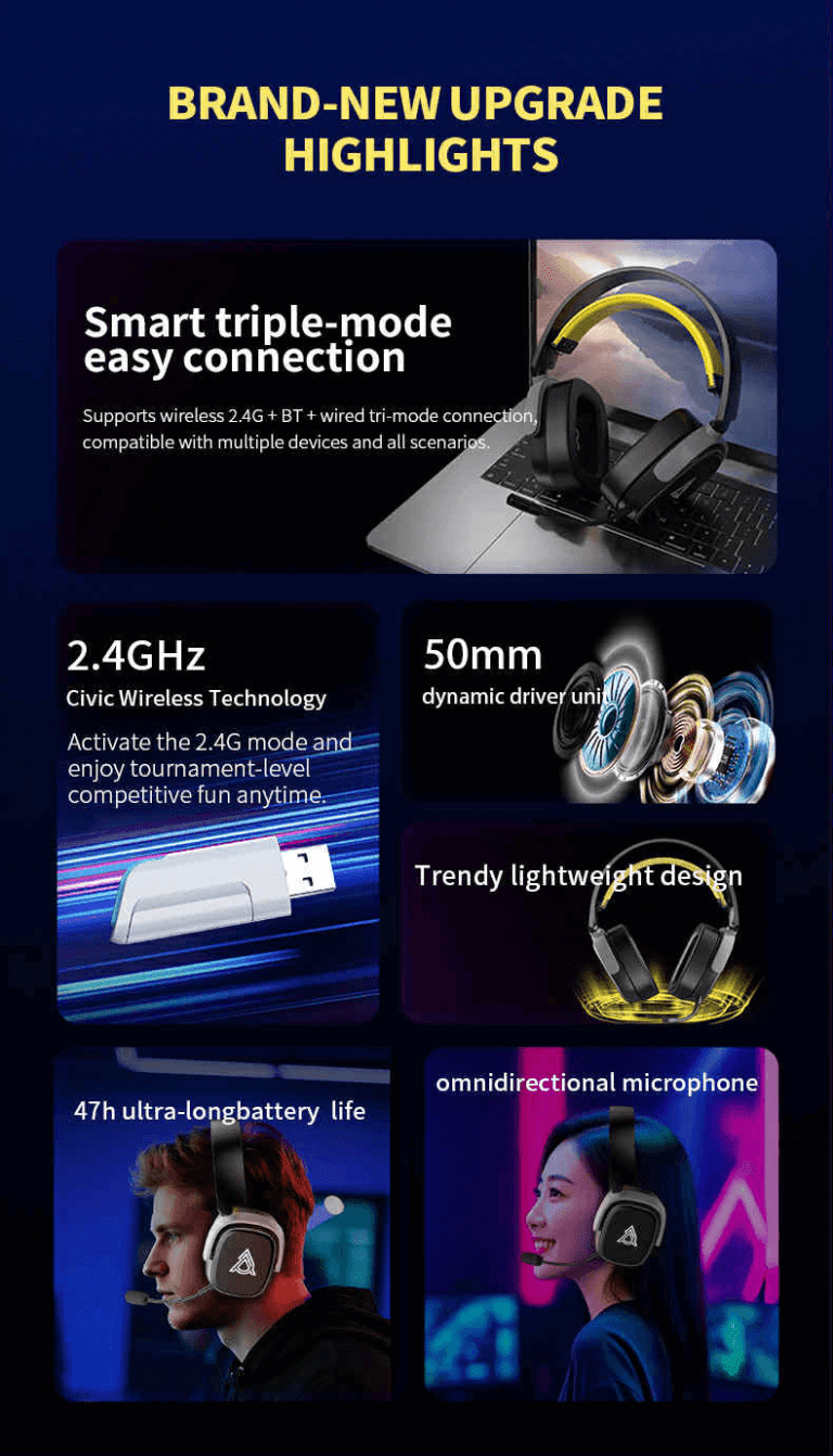 Ajazz AHM09 MAX Tri-mode Headphone - PC MOD NEPAL